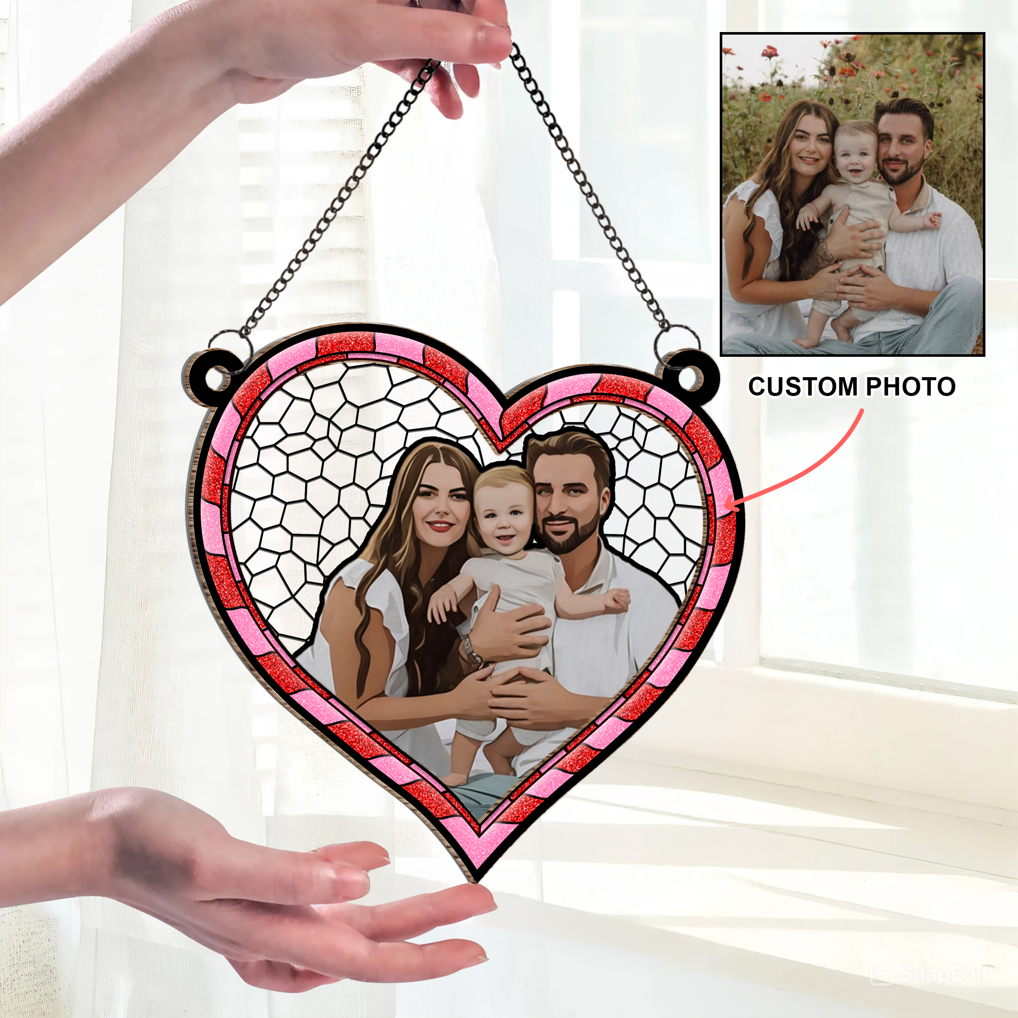 Family Suncatcher - Custom Photo Where There Is Love There Is Family ...