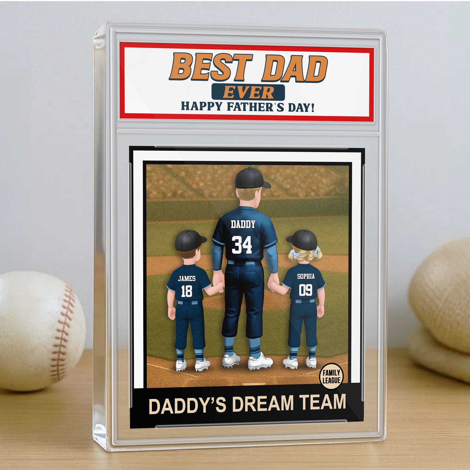 Personalized Acrylic Block Plaque - Best Dad Ever Baseball Custom ...