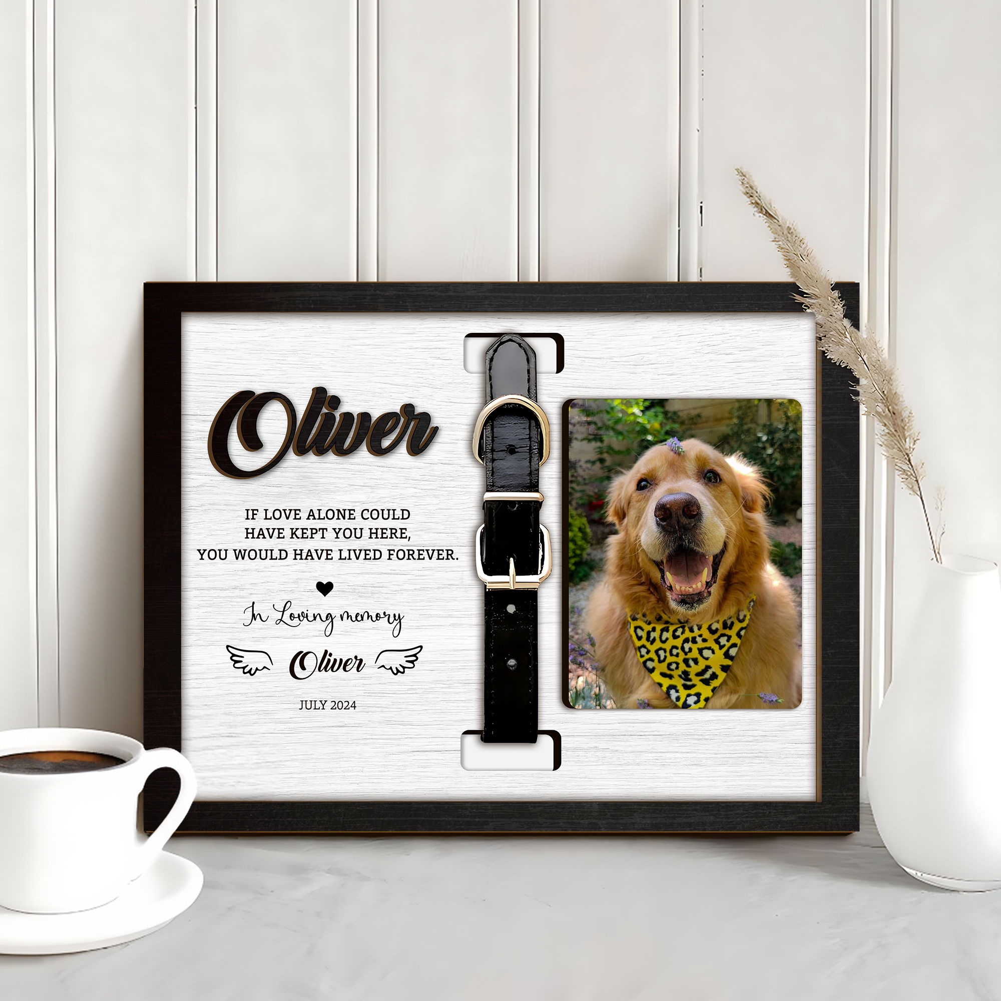 Dog Memorial Gifts - Memorial Pet Collar Sign with Photo, Dog Sympathy ...