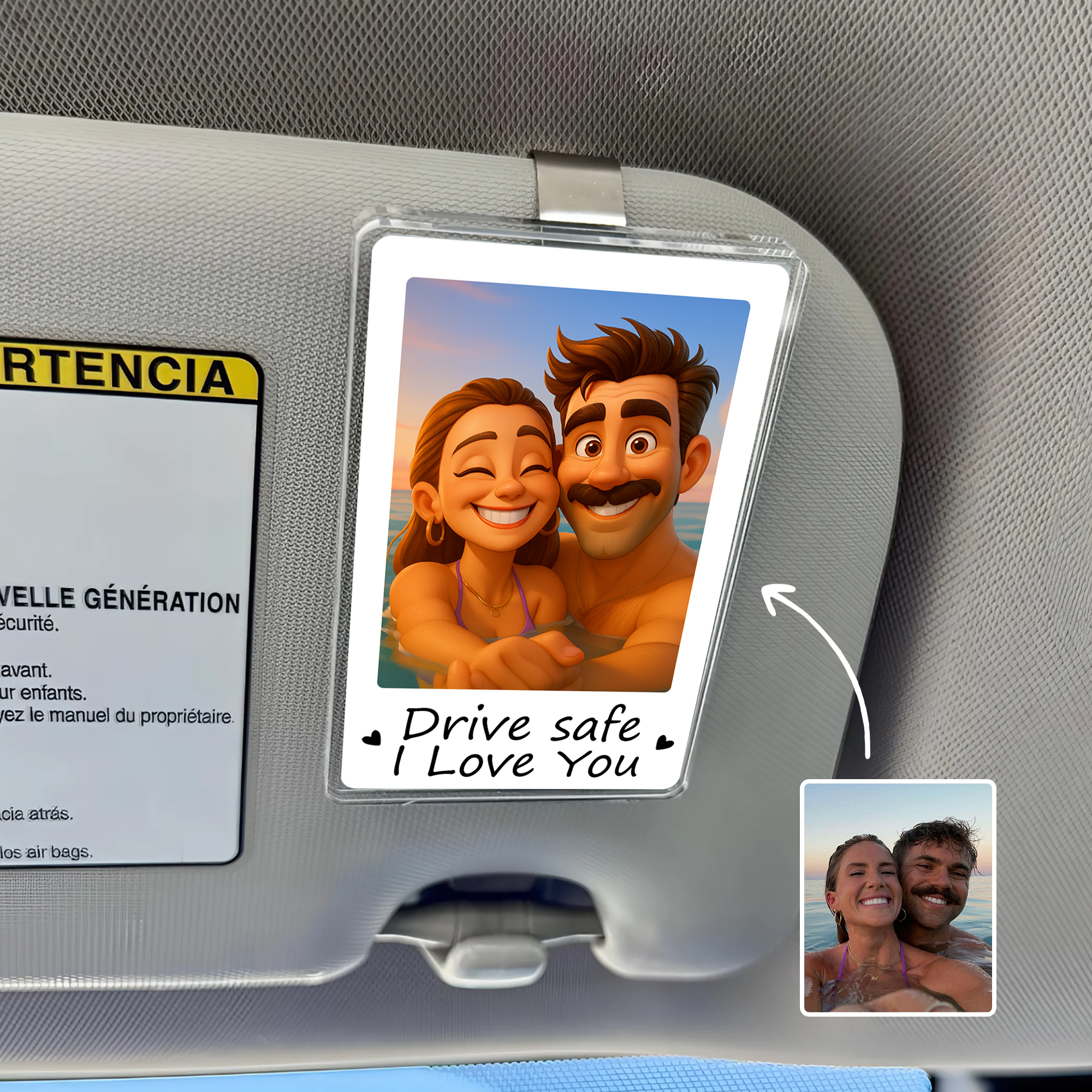 Photo Car Visor Clip - Drive safe I Love You - Custom Pixar-Style ...